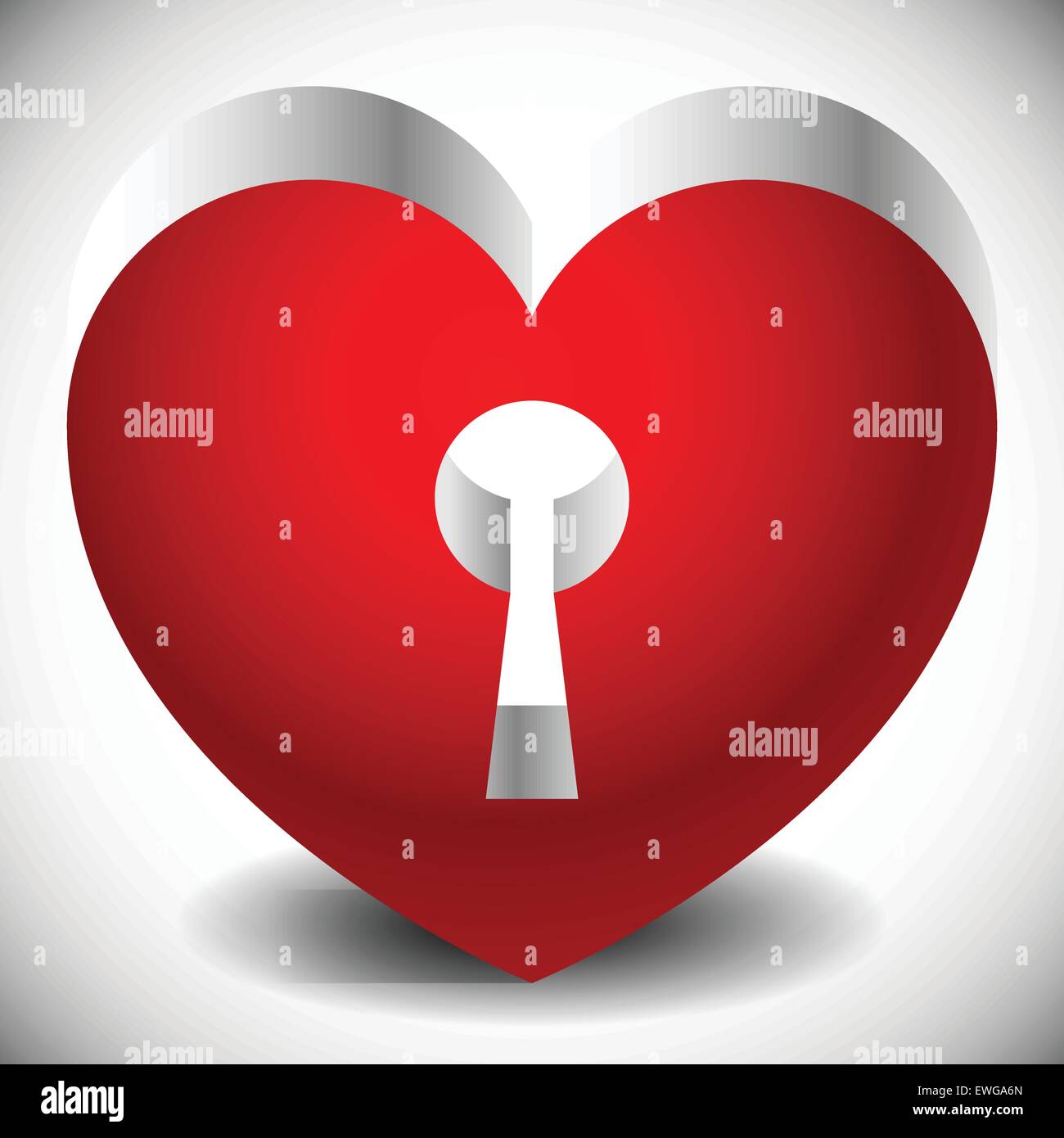 Single heart with keyhole in it. Metallic 3d effect and shadows Stock ...
