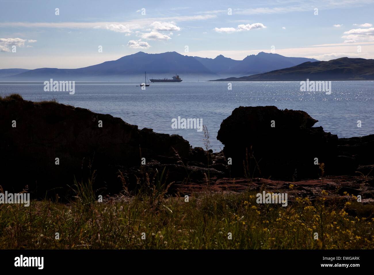 The Clyde with a ship and a yacht Stock Photo - Alamy