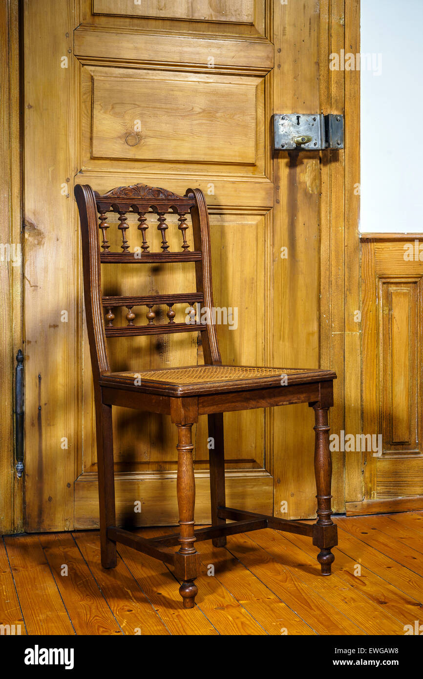 Antique classic style chair produced from natural wood, studio Stock ...