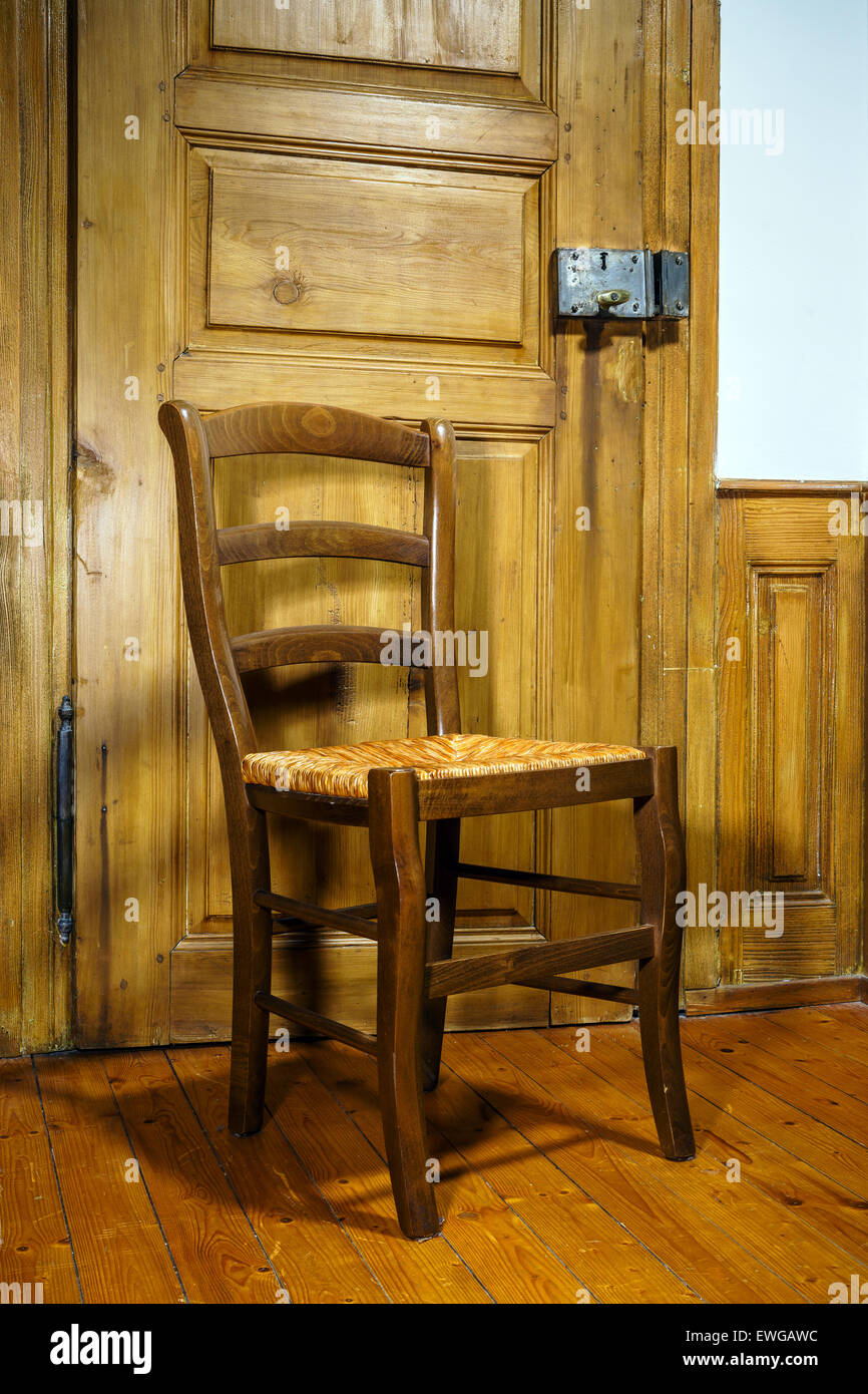 Antique classic style chair produced from natural wood, studio Stock ...