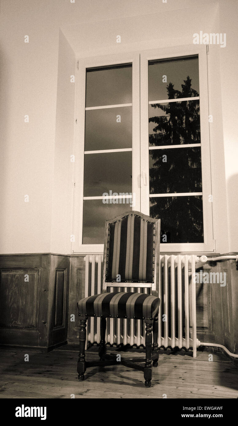 Antique classic style chair produced from natural wood, studio Stock ...