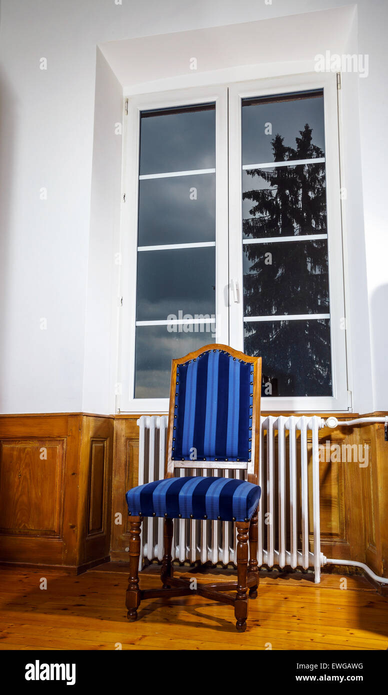 Antique classic style chair produced from natural wood, studio Stock ...