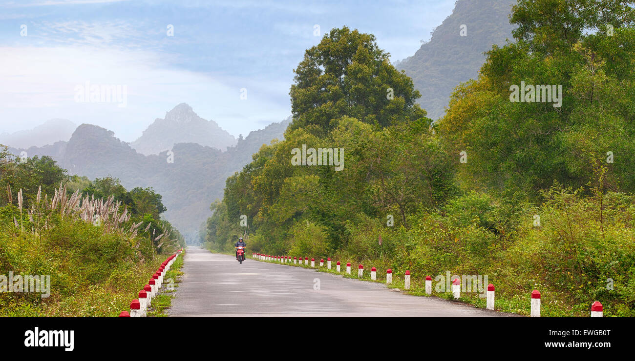 tropical road in jungle with a scenic view of Cat Ba island, Vietnam ...
