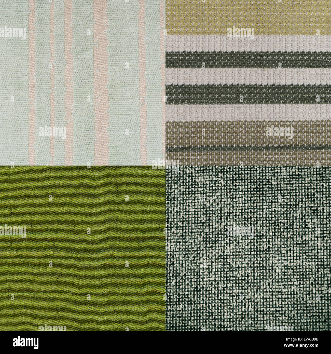 Set of green fabric samples, texture background Stock Photo - Alamy