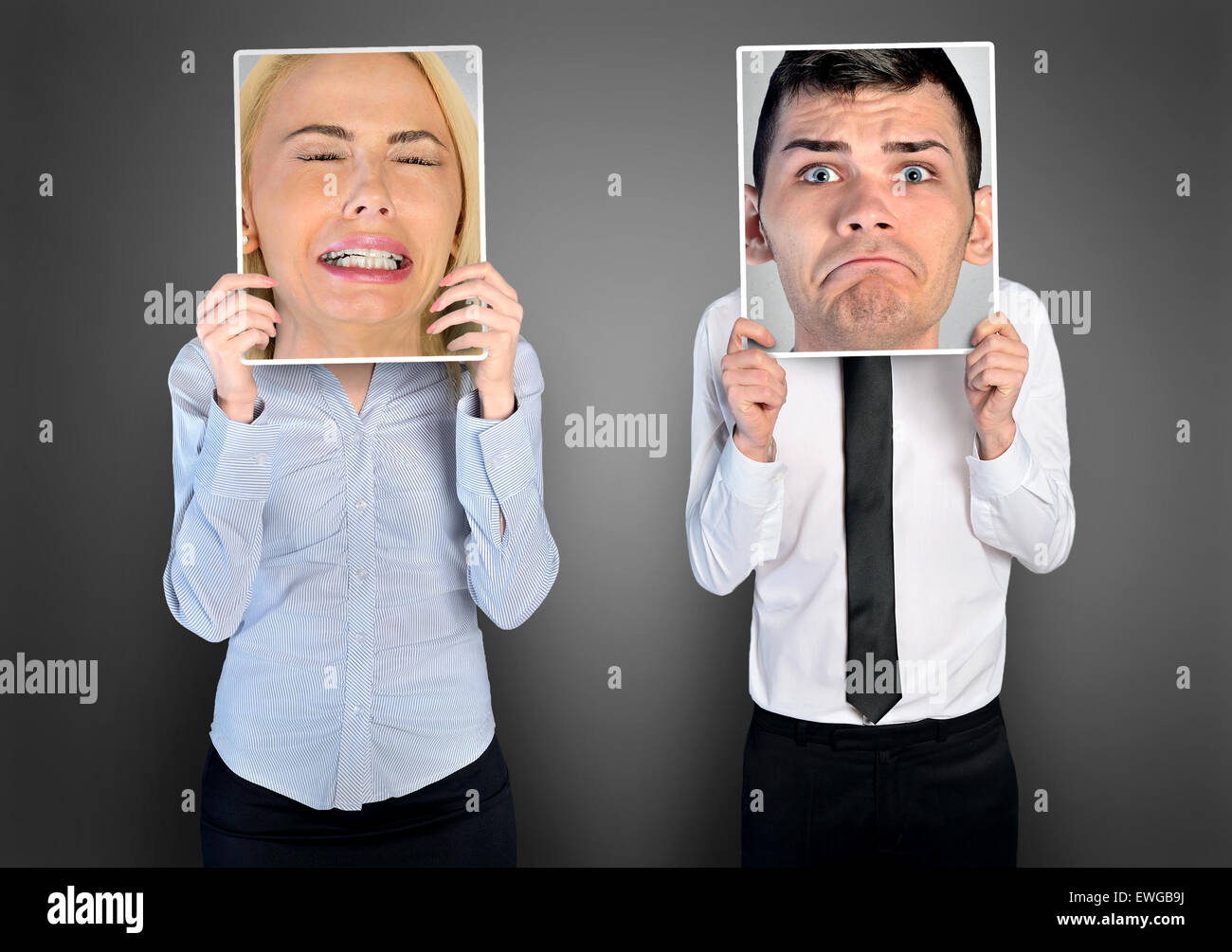 Sad woman showing picture frame hi-res stock photography and images - Alamy