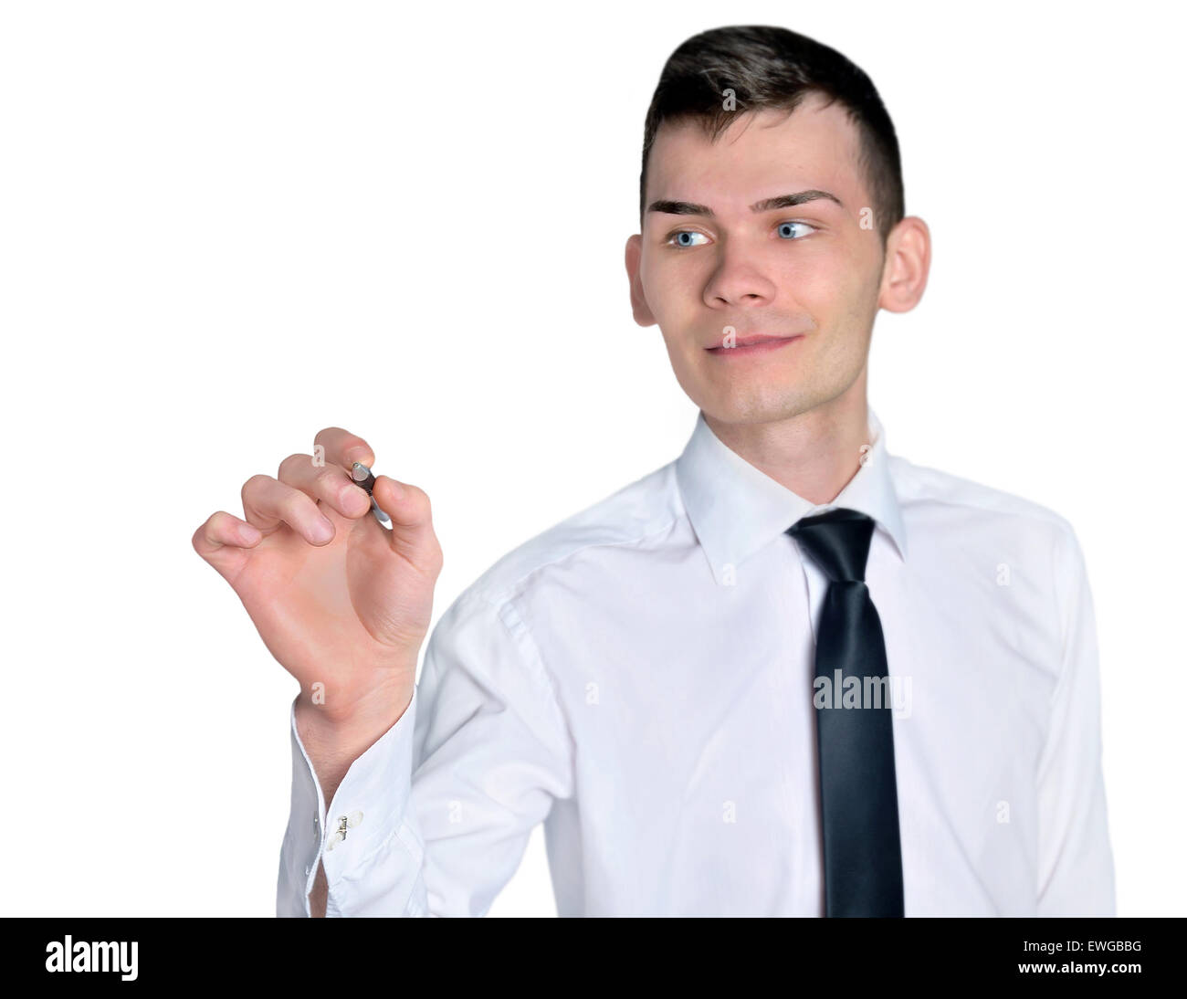 Isolated business man writing something Stock Photo - Alamy