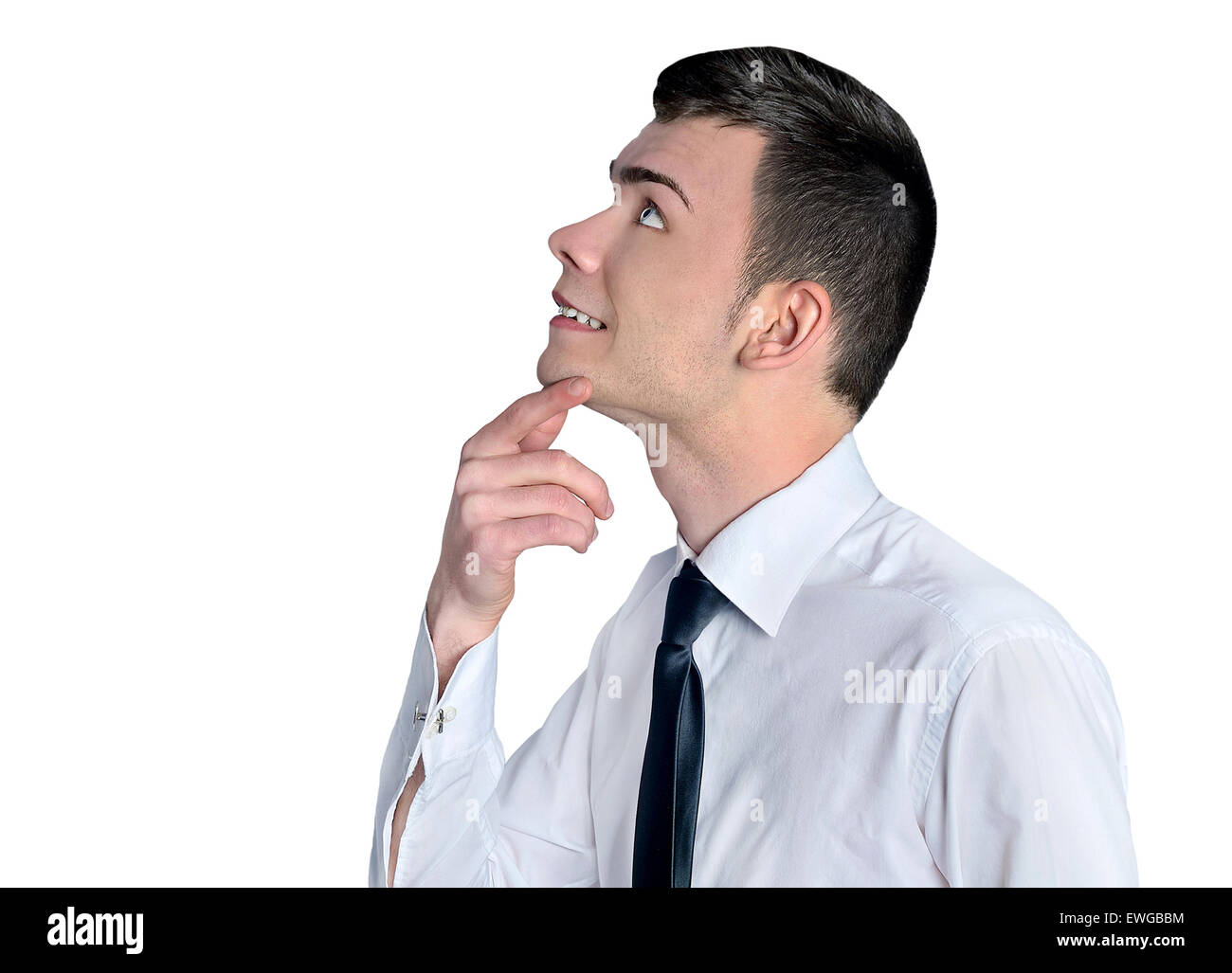 Closeup of isolated man thinking Stock Photo - Alamy