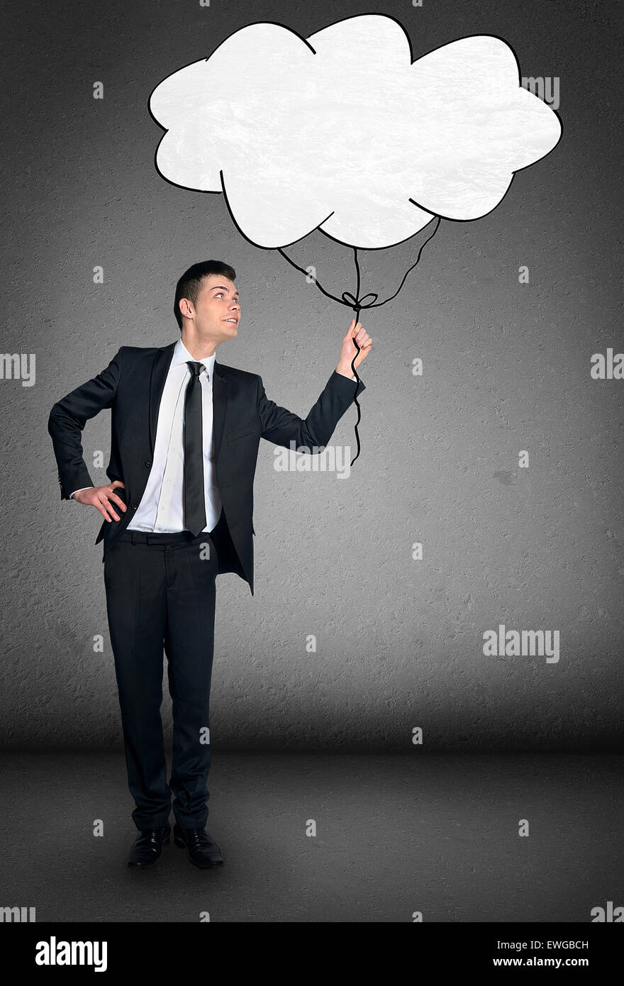 Business man holding cloud sketch Stock Photo - Alamy