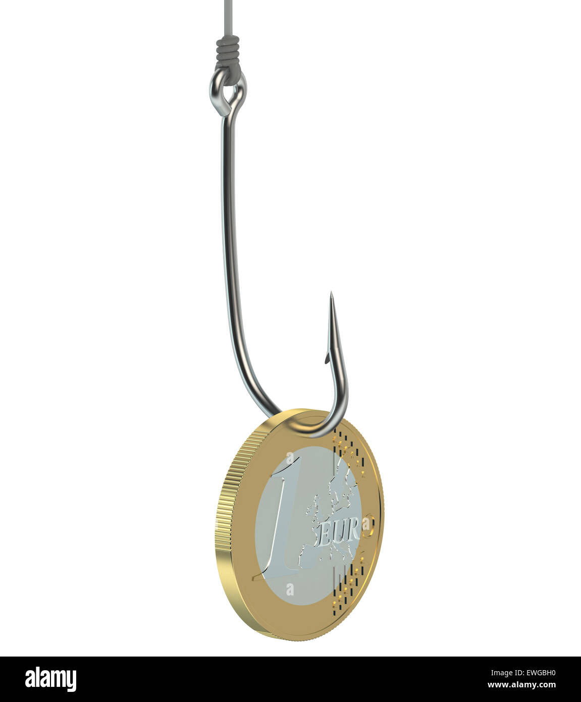 fishing hook with euro coin isolated on white background Stock Photo ...