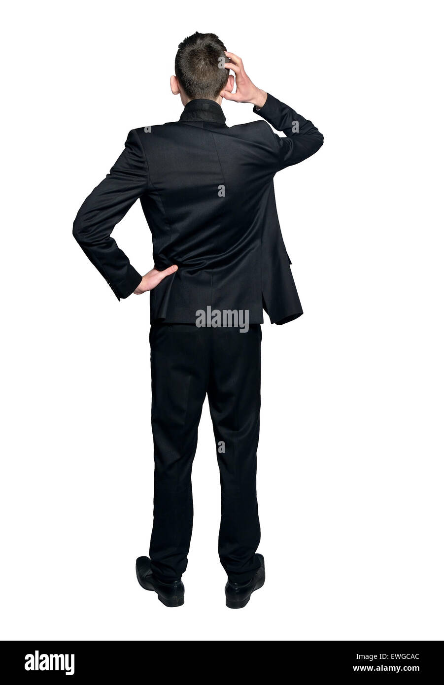 Isolated back view of man thinking Stock Photo - Alamy