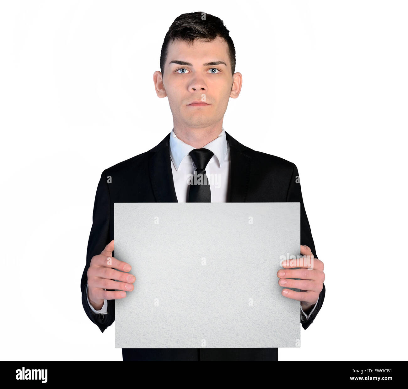 Business man with empty board Stock Photo - Alamy