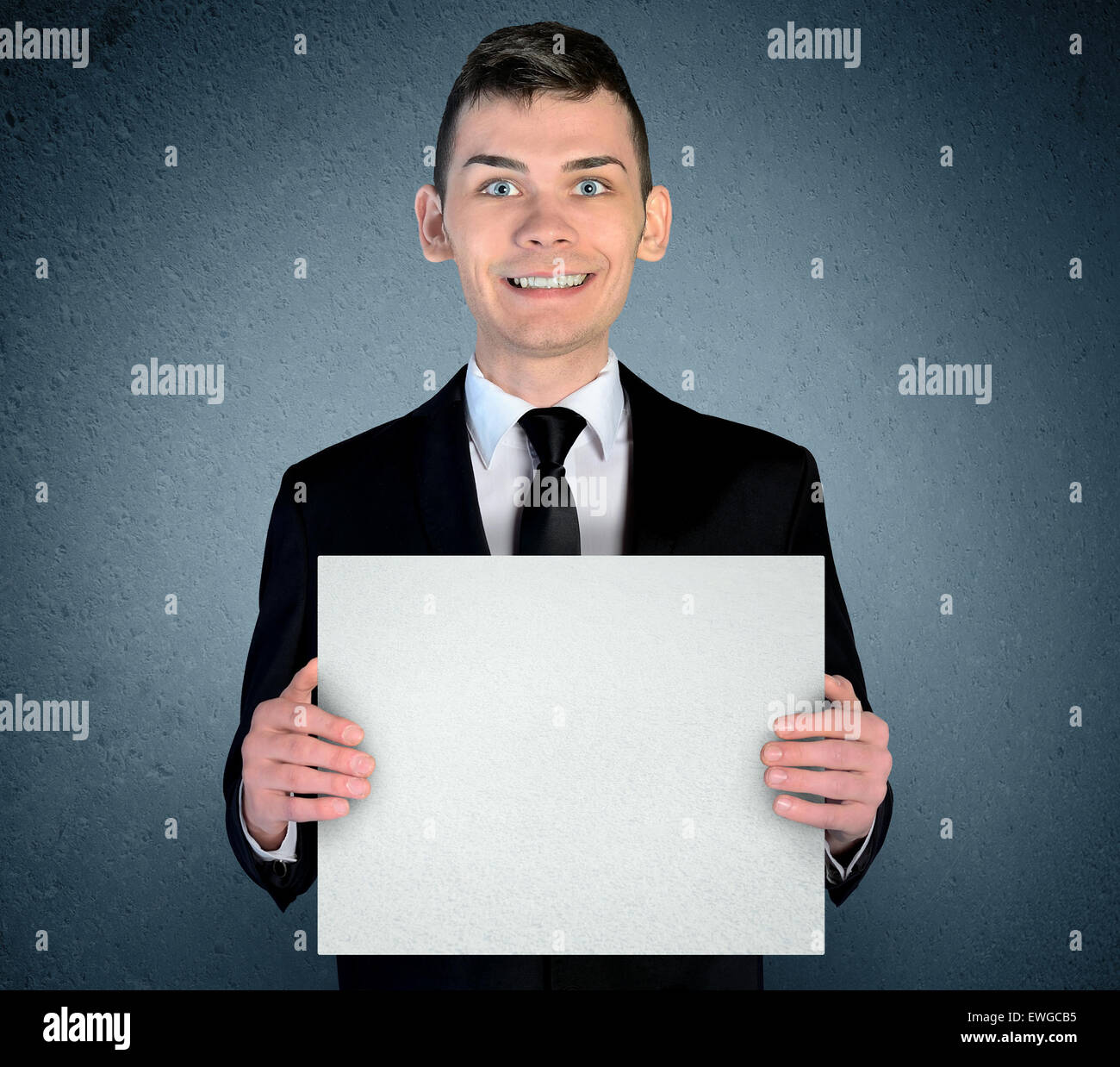 Business man with empty board Stock Photo - Alamy