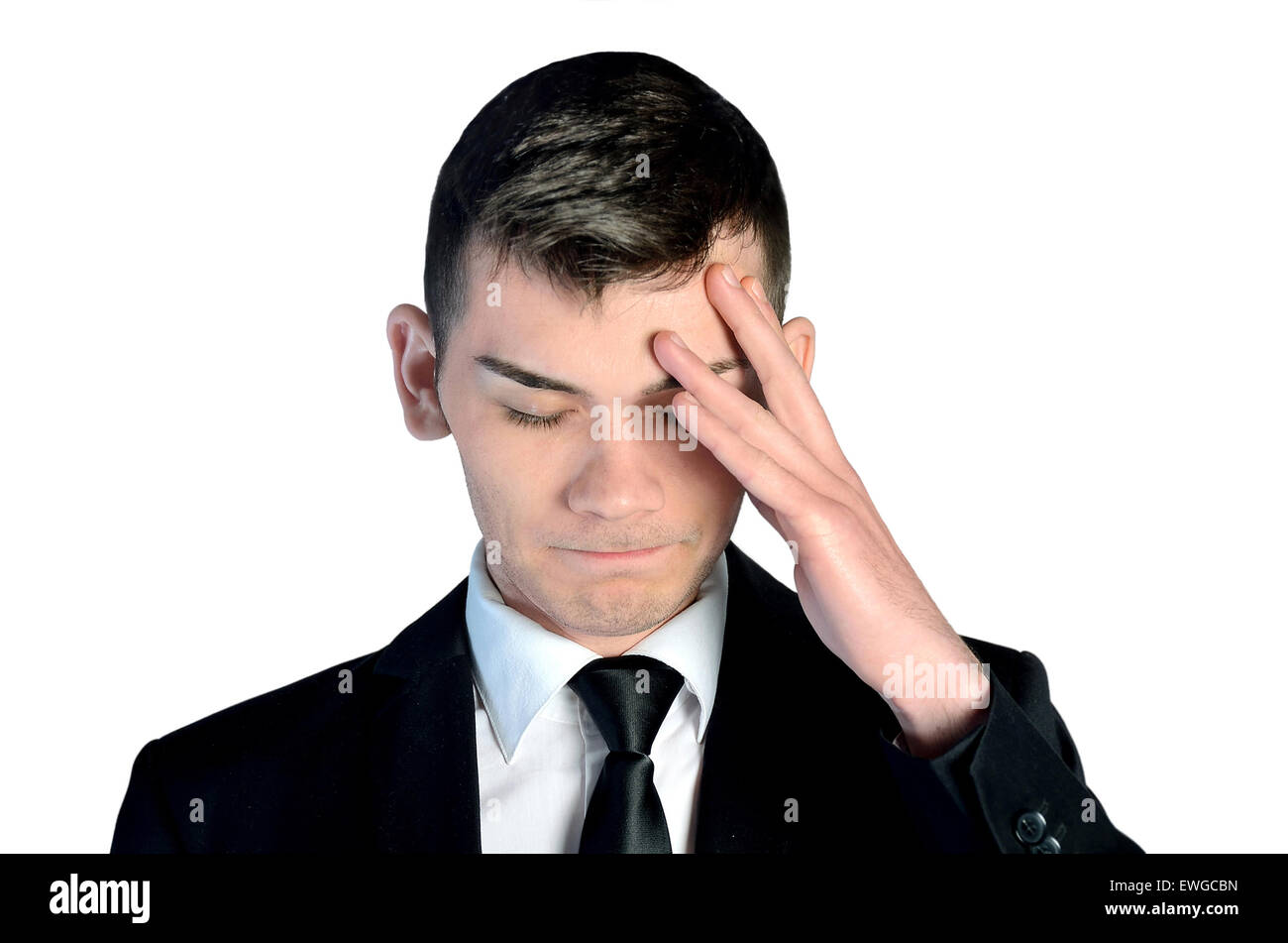 Isolated sad business man closeup Stock Photo - Alamy