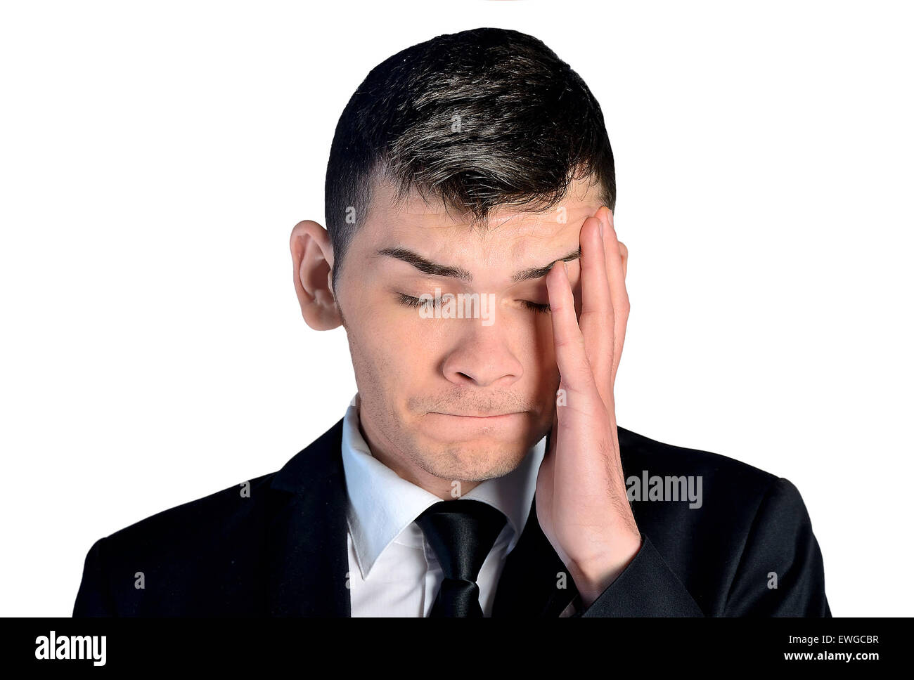 Isolated sad business man closeup Stock Photo - Alamy