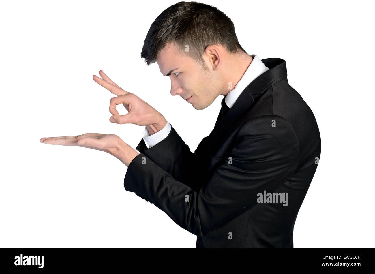 Business man finger flick something Stock Photo - Alamy