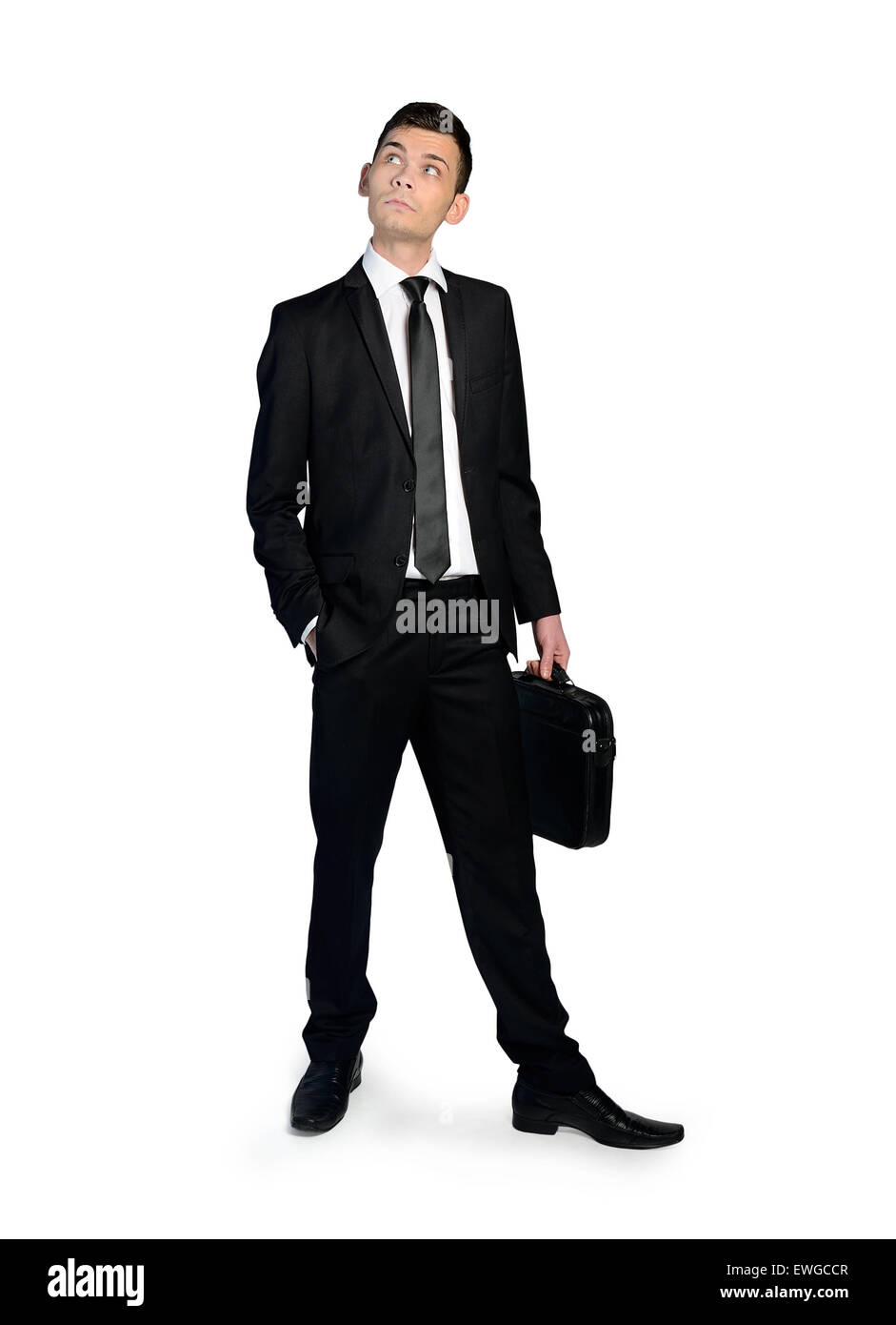Isolated business man with briefcase Stock Photo - Alamy