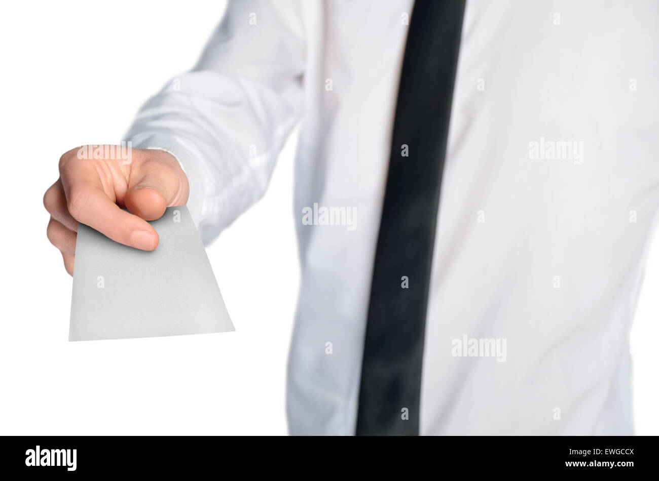 Isolated business man give empty paper Stock Photo - Alamy