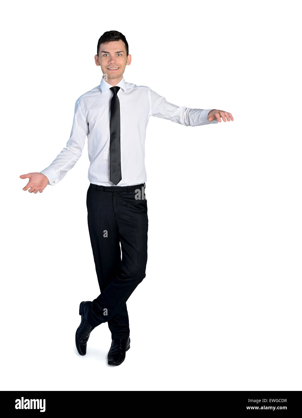 Isolated business man presenting something Stock Photo - Alamy Isolated business man presenting something Stock Photo - Alamy