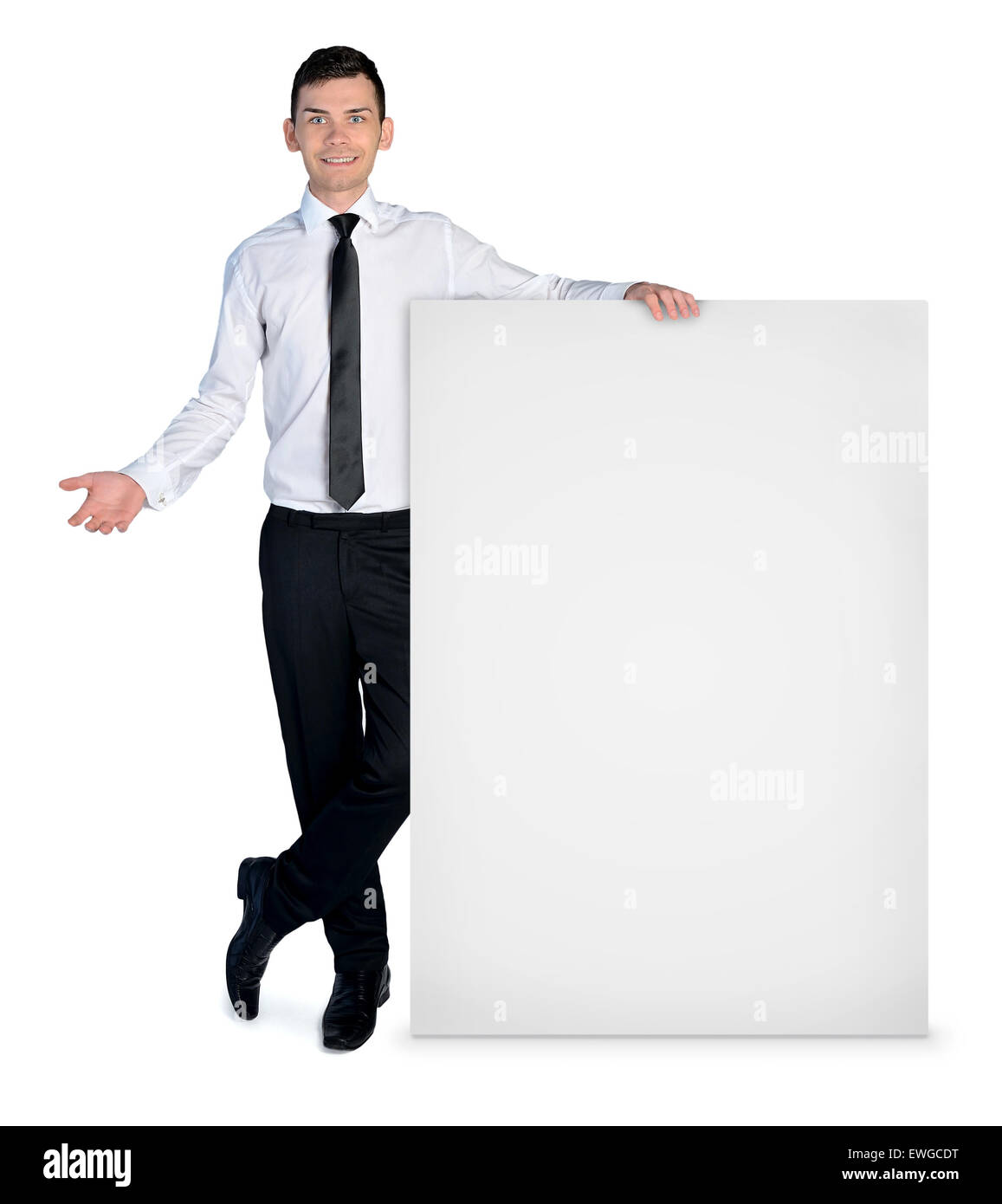 Isolated business man presenting something Stock Photo - Alamy Isolated business man presenting something Stock Photo - Alamy