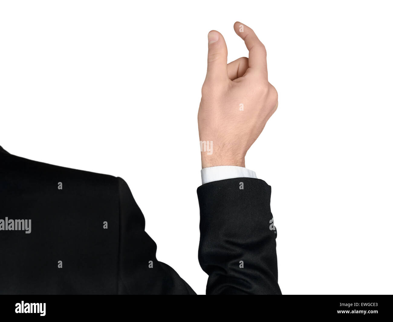 Isolated business man showing something Stock Photo - Alamy