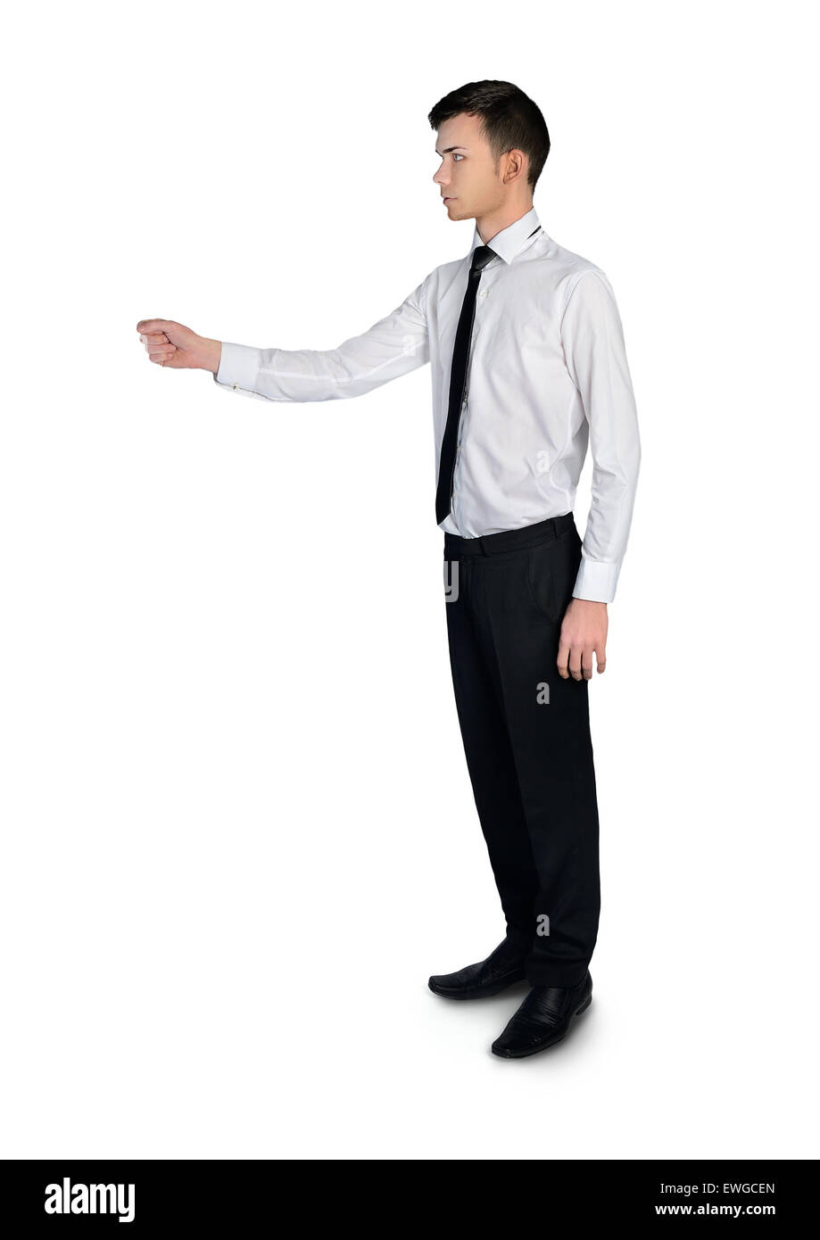 Isolated business man give something Stock Photo - Alamy