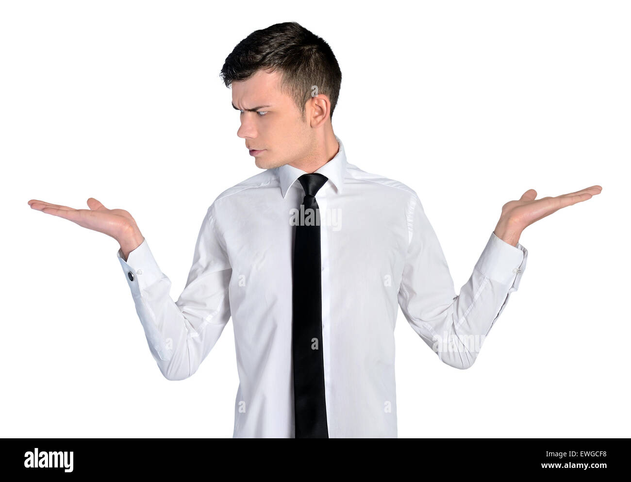 Isolated business man looking hand Stock Photo - Alamy