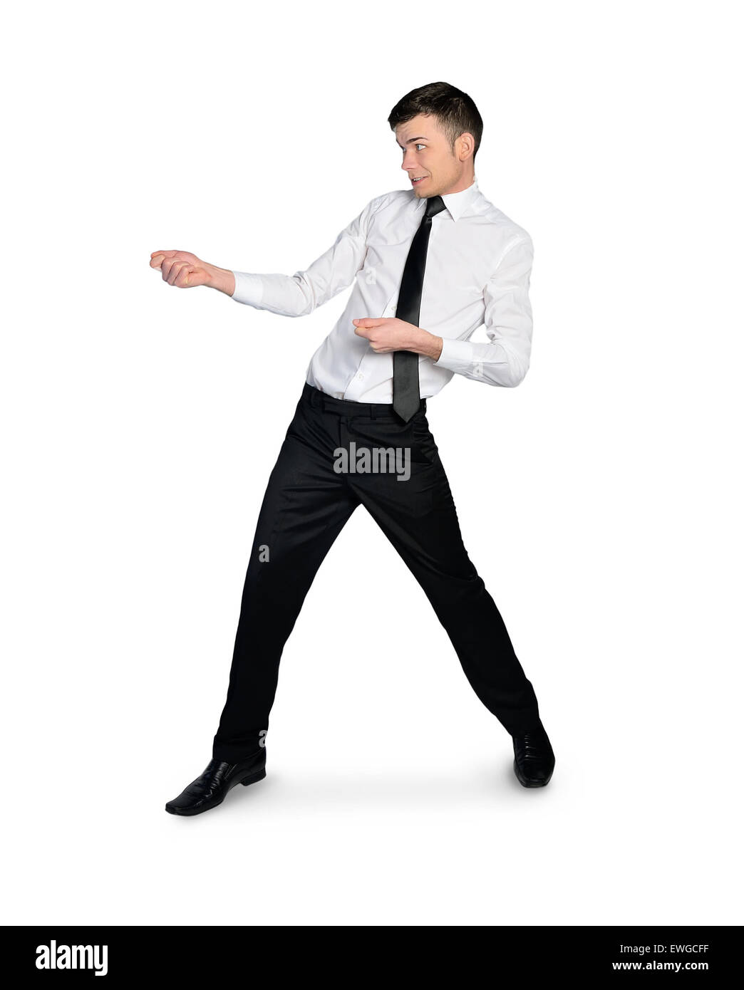 Isolated business man drag something Stock Photo - Alamy