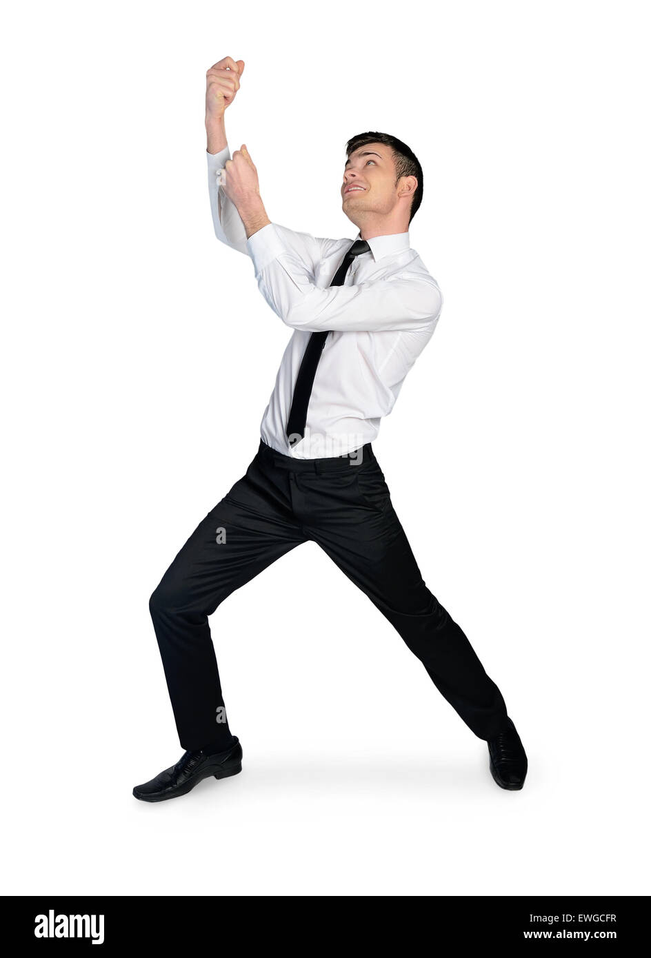 Isolated business man drag something Stock Photo - Alamy