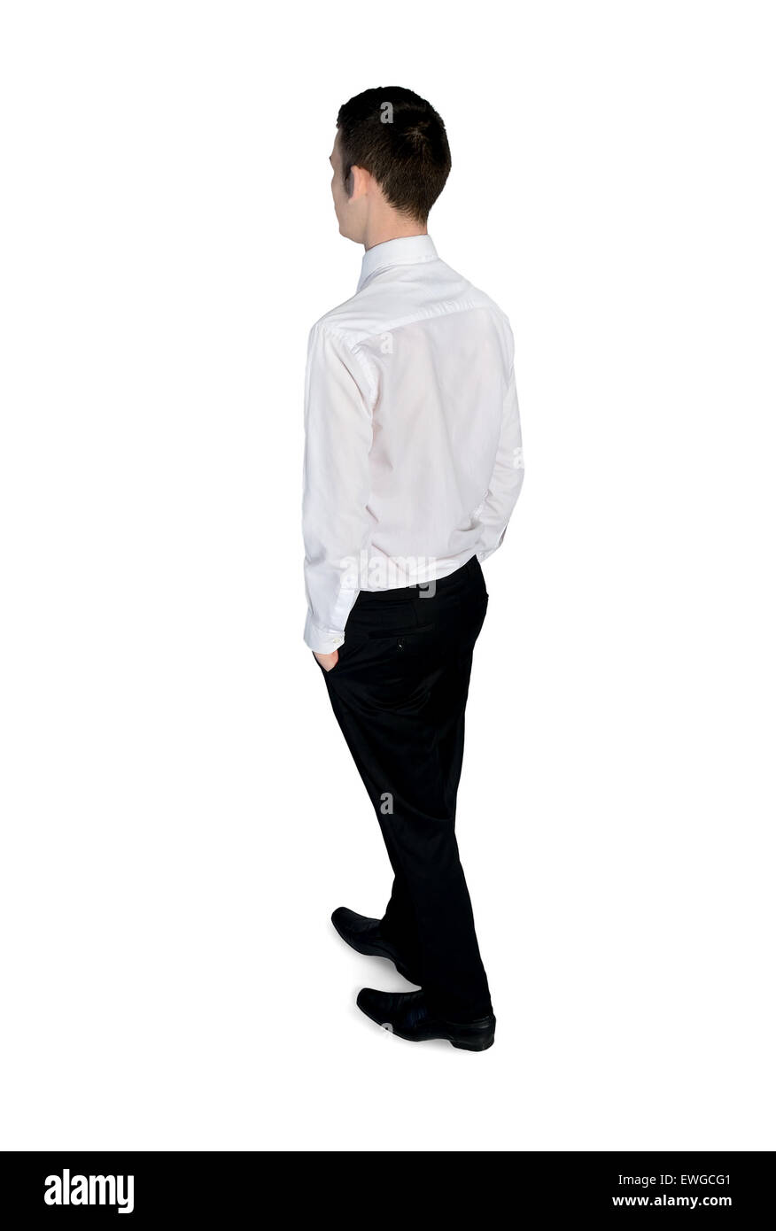Isolated business man looking back Stock Photo - Alamy
