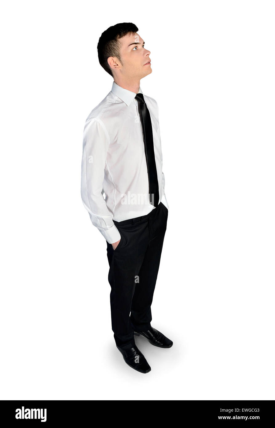 Isolated business man looking up Stock Photo - Alamy