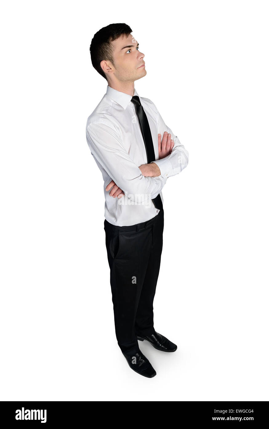Isolated business man looking up Stock Photo - Alamy
