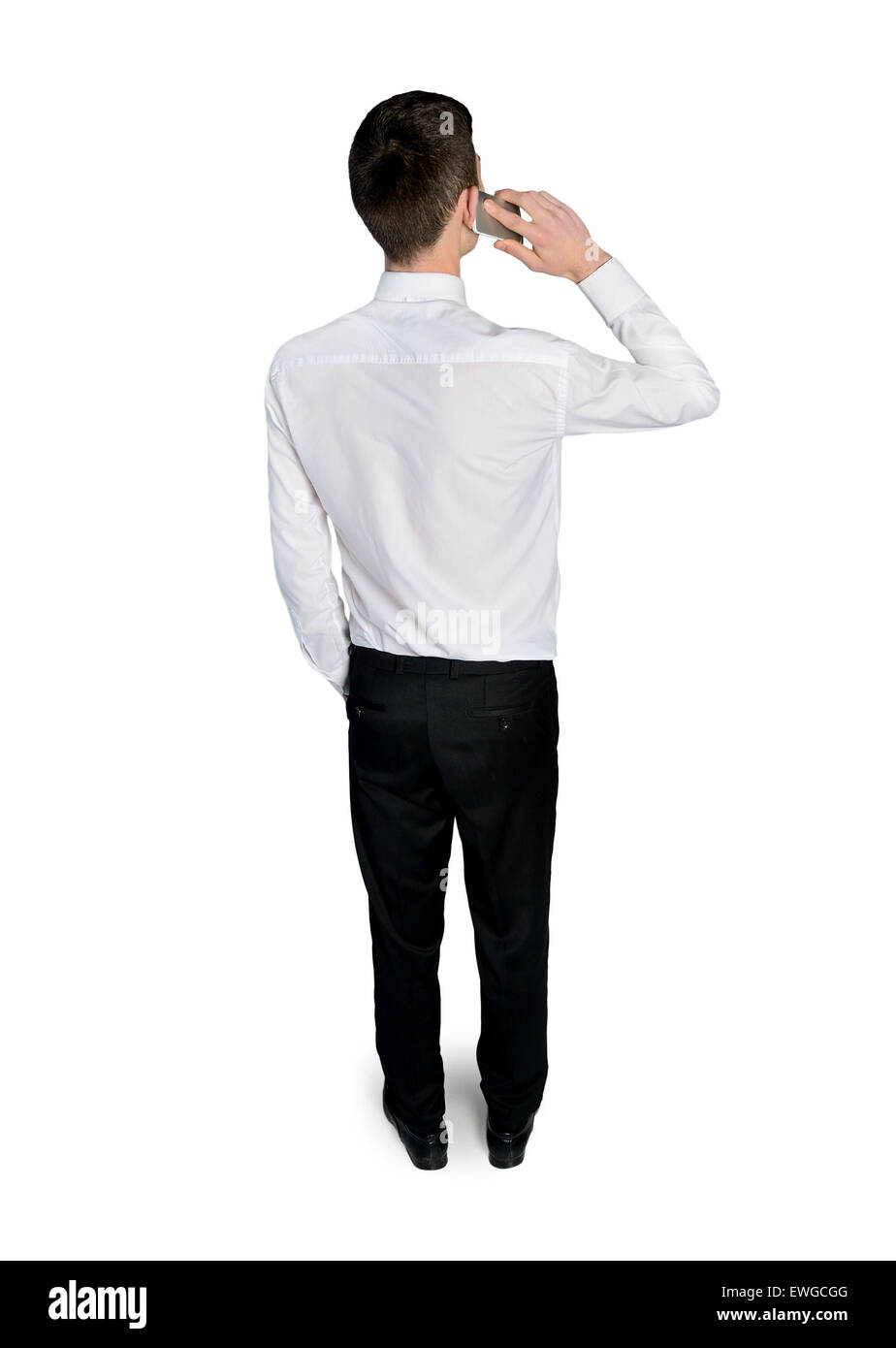 Back view of business man talk on phone Stock Photo - Alamy