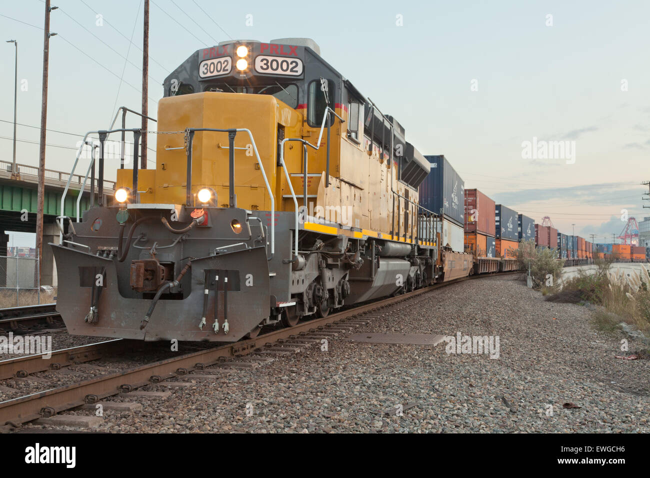 locomotive and freight train Stock Photo - Alamy