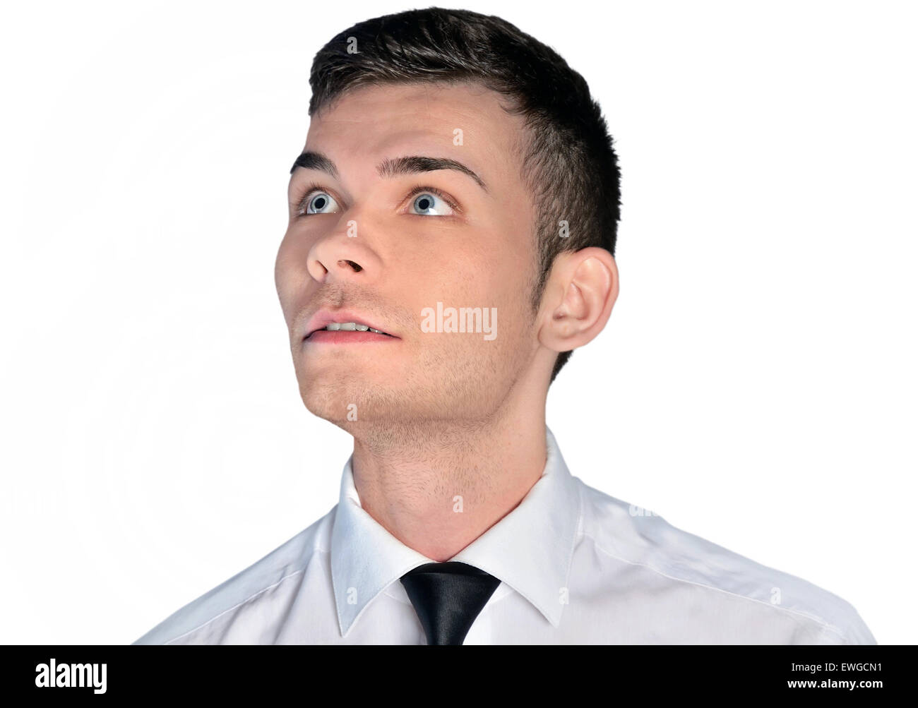 Isolated business man looking up Stock Photo - Alamy