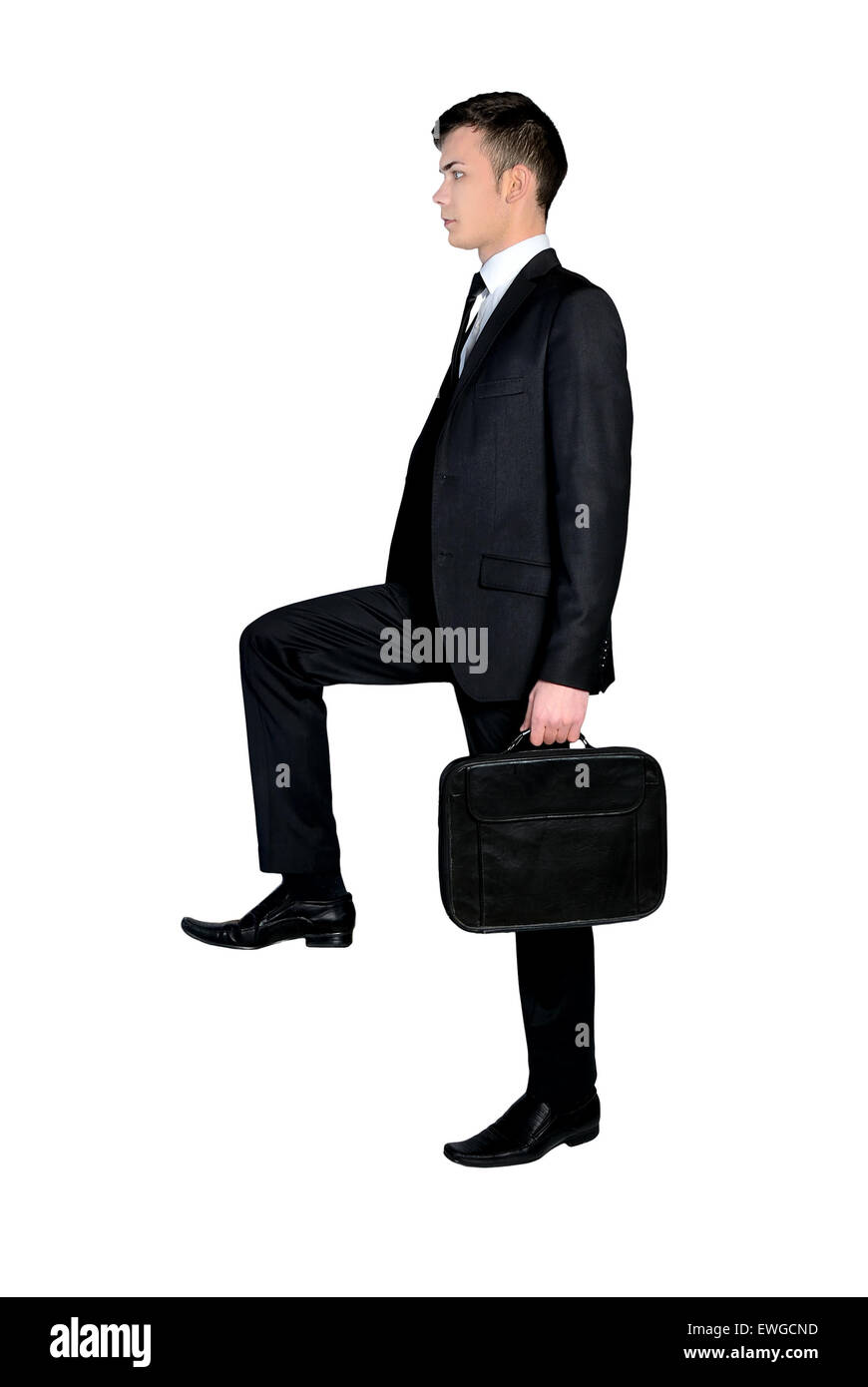 Isolated business man step up Stock Photo - Alamy
