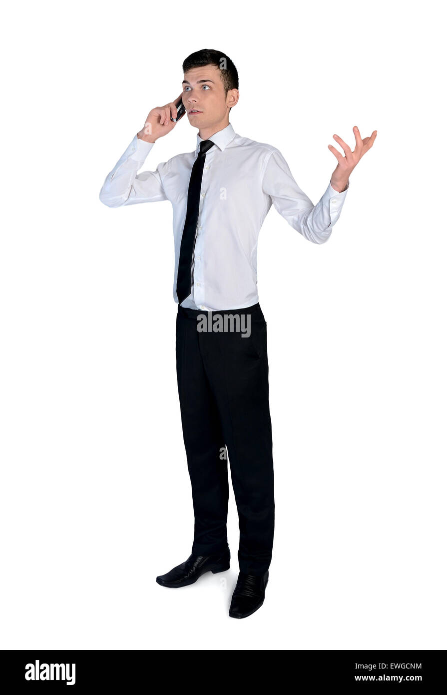 Isolated business man speaking phone Stock Photo - Alamy
