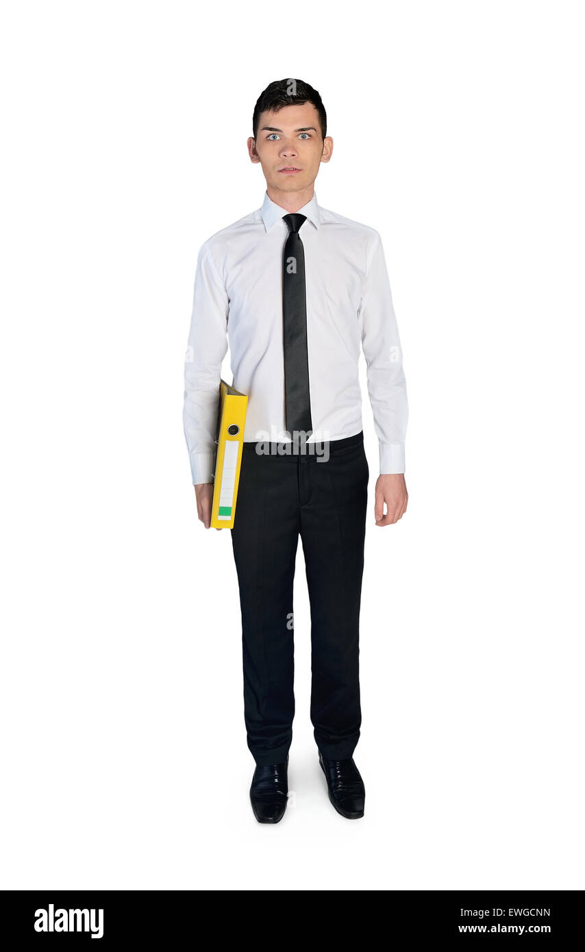 Isolated business man with folder Stock Photo - Alamy