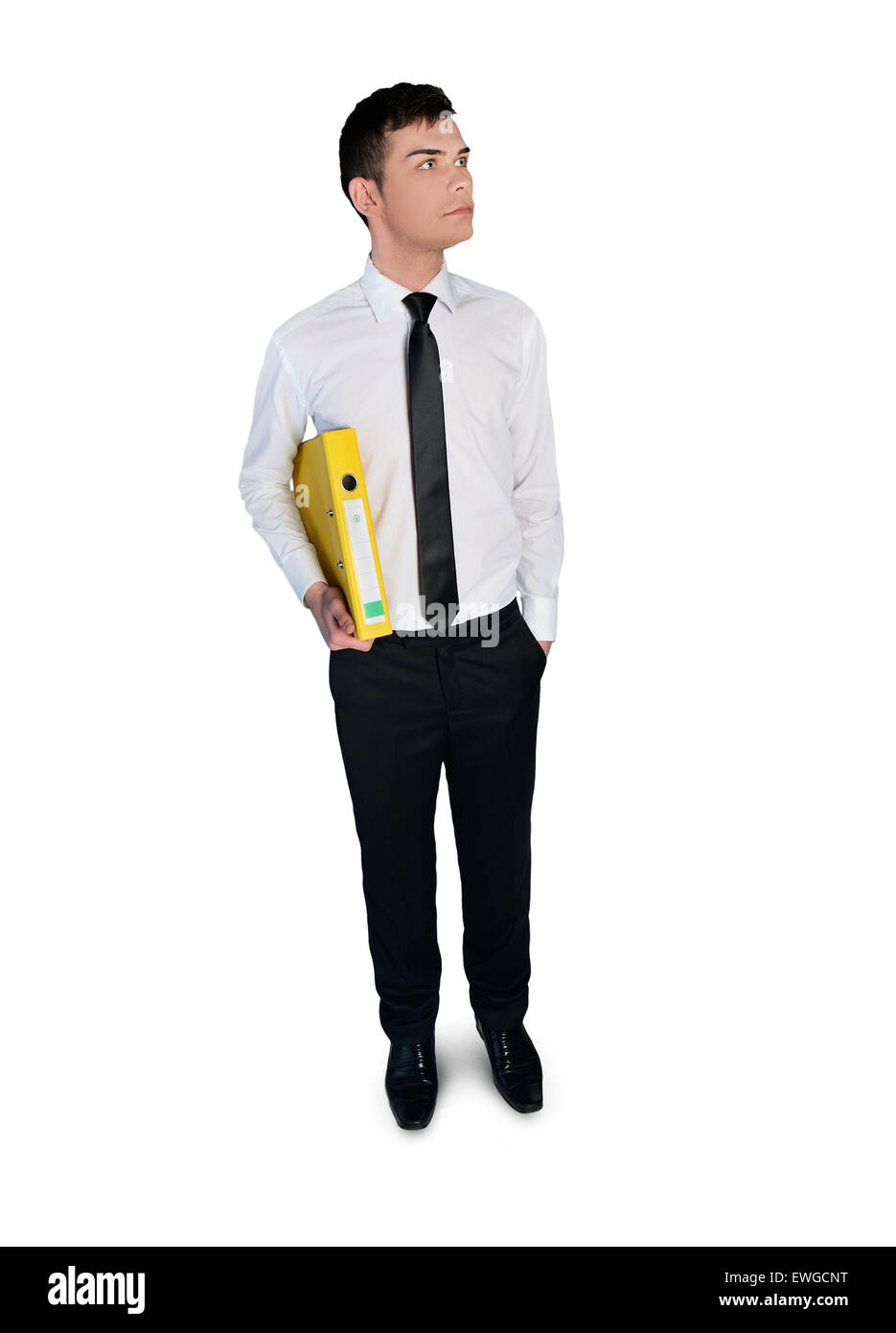 Isolated business man with folder Stock Photo - Alamy