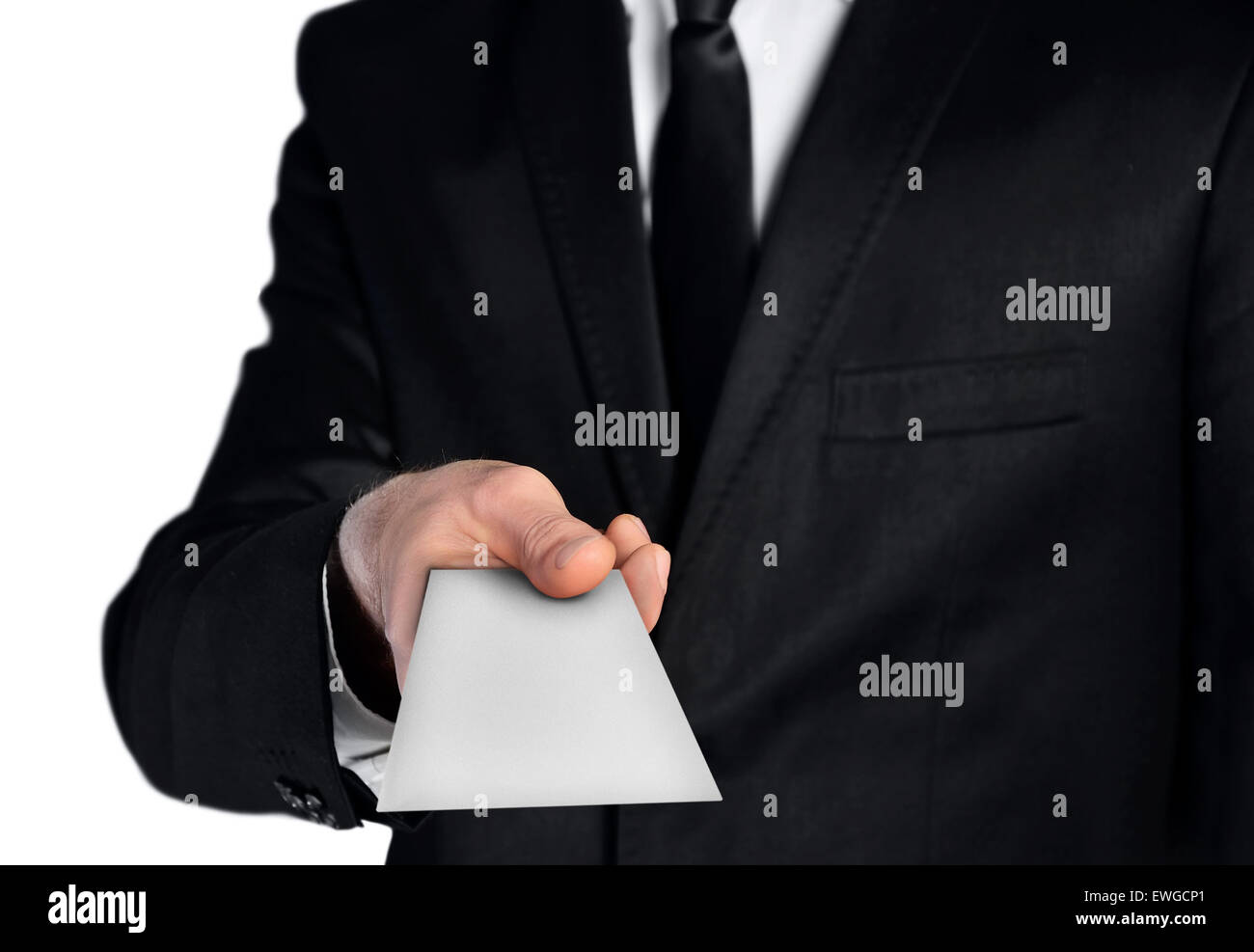 Isolated business man showing empty note Stock Photo - Alamy