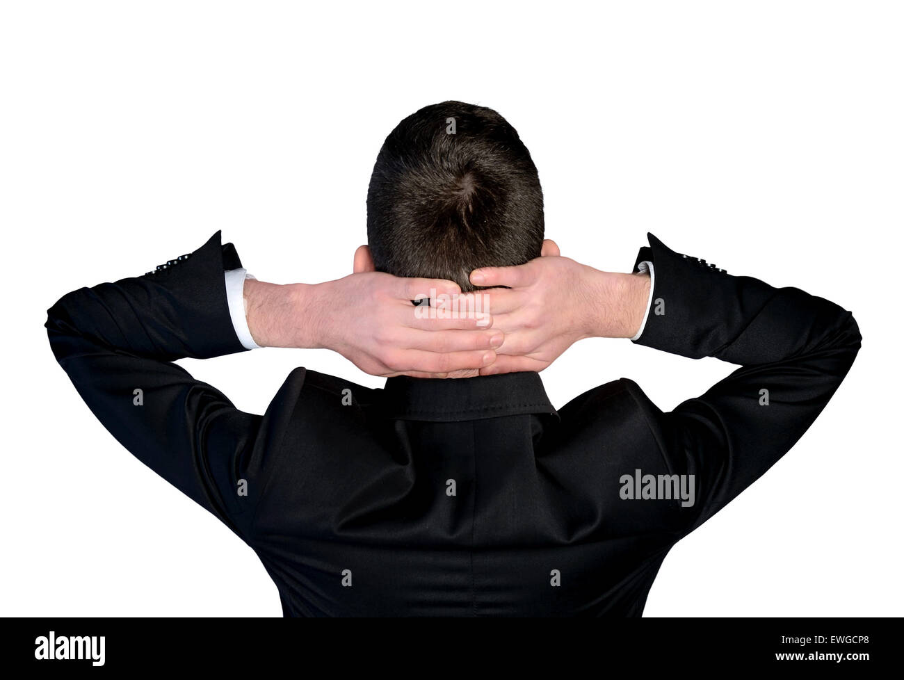 Isolated business man with hands on head Stock Photo - Alamy