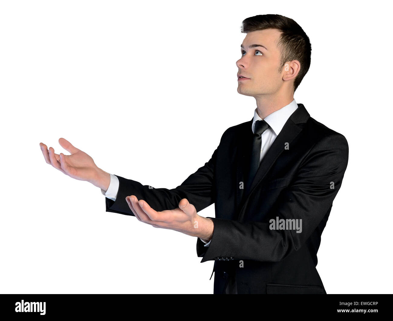 Business man with open hands Stock Photo - Alamy