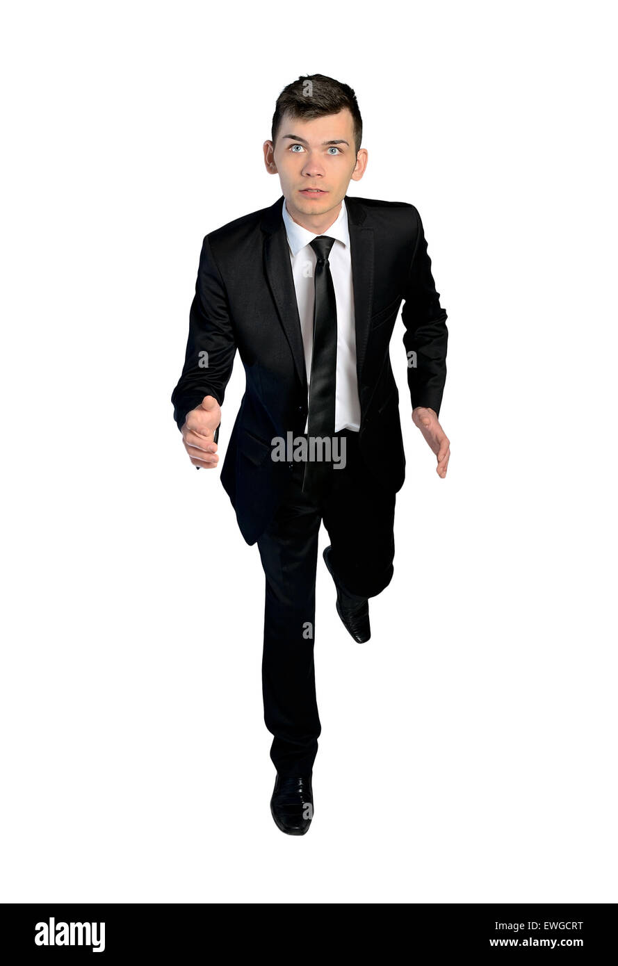 Isolated business man run to camera Stock Photo - Alamy