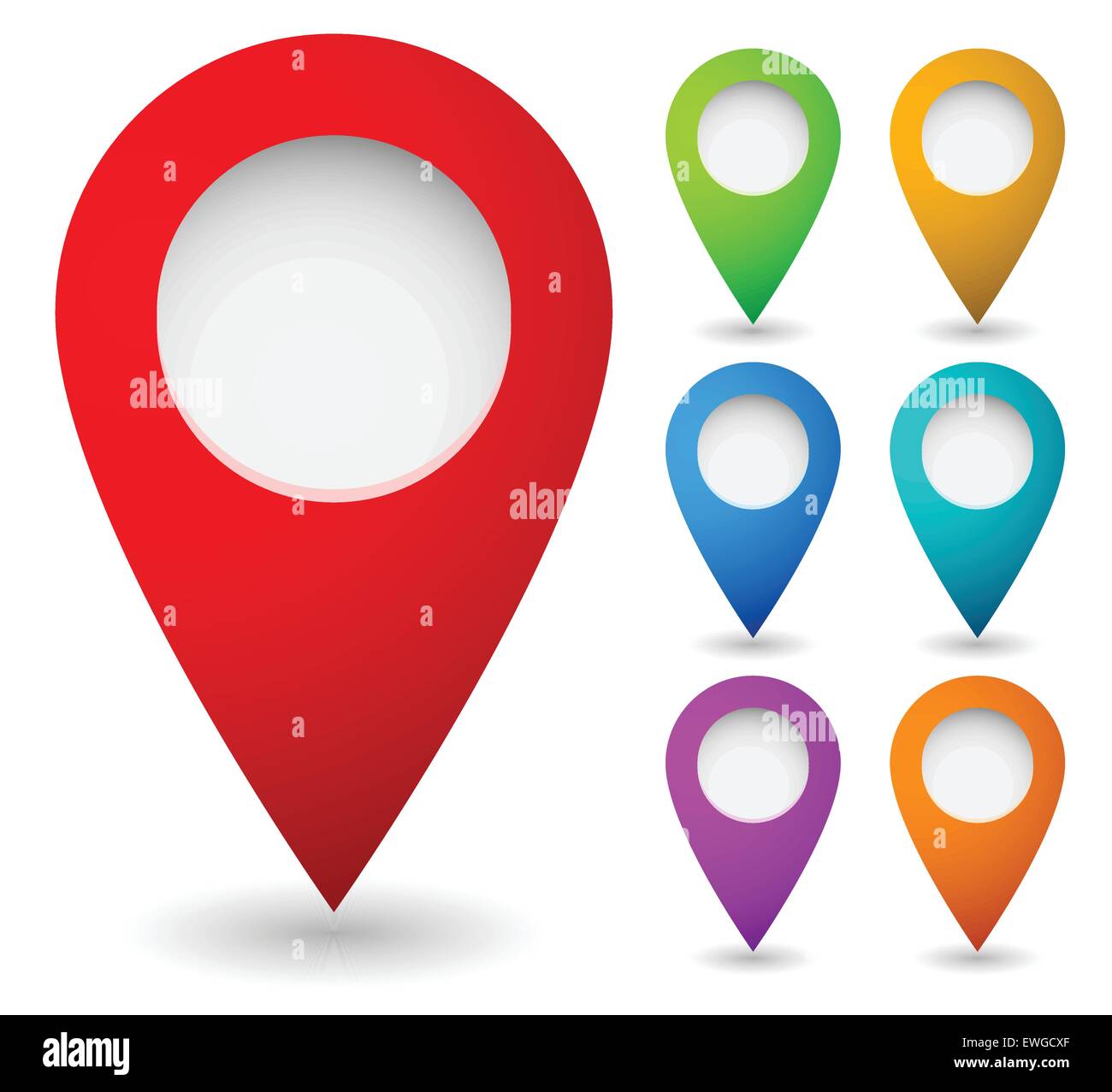 Map marker, map pin vector. Map markers with circles with blank space ...