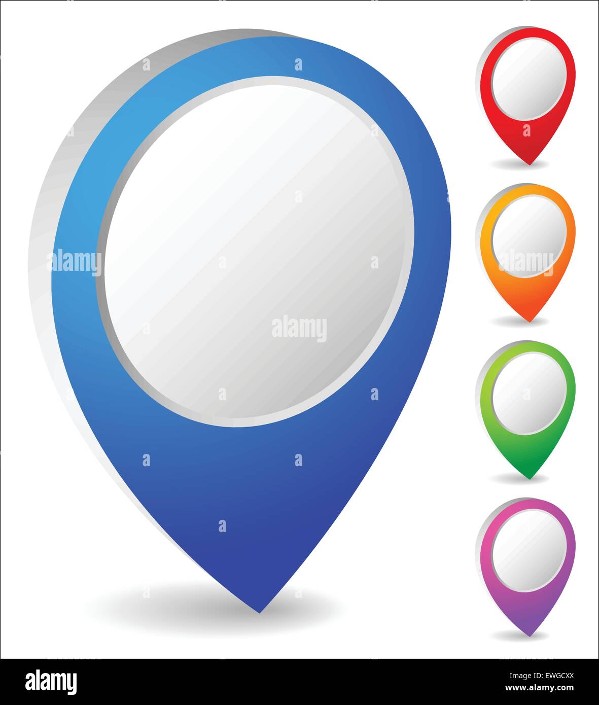 Set of colorful map marker, map pin icons. Vector Stock Vector Image ...