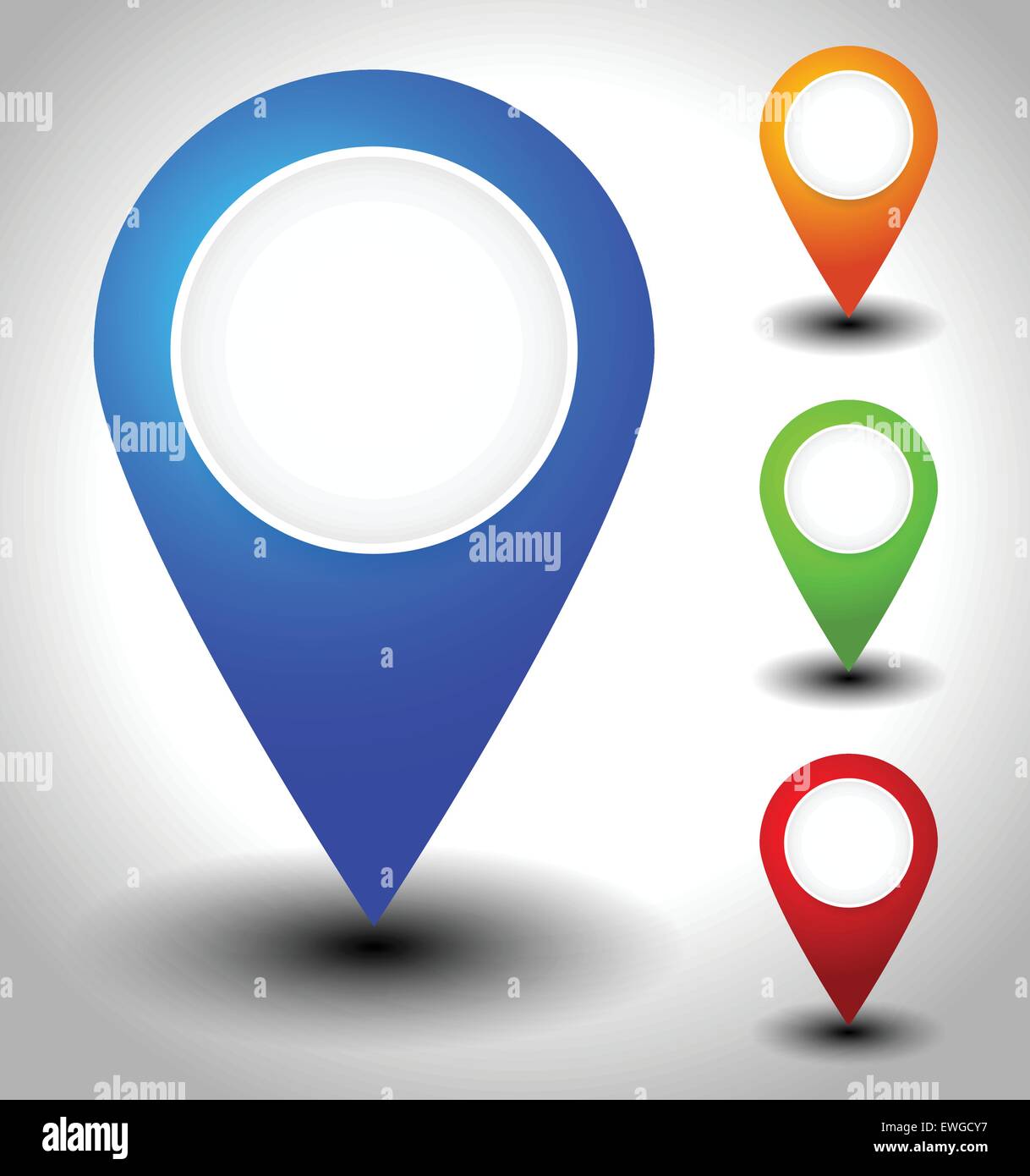 Colorful map marker, map pin icons with blank circles Stock Vector ...