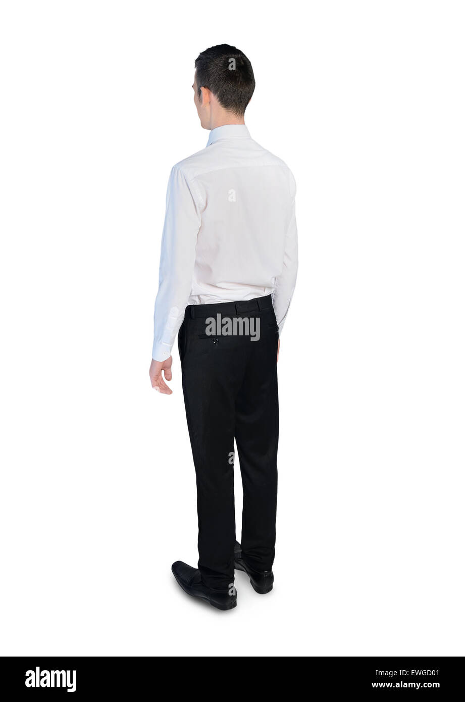Isolated business man looking back Stock Photo - Alamy