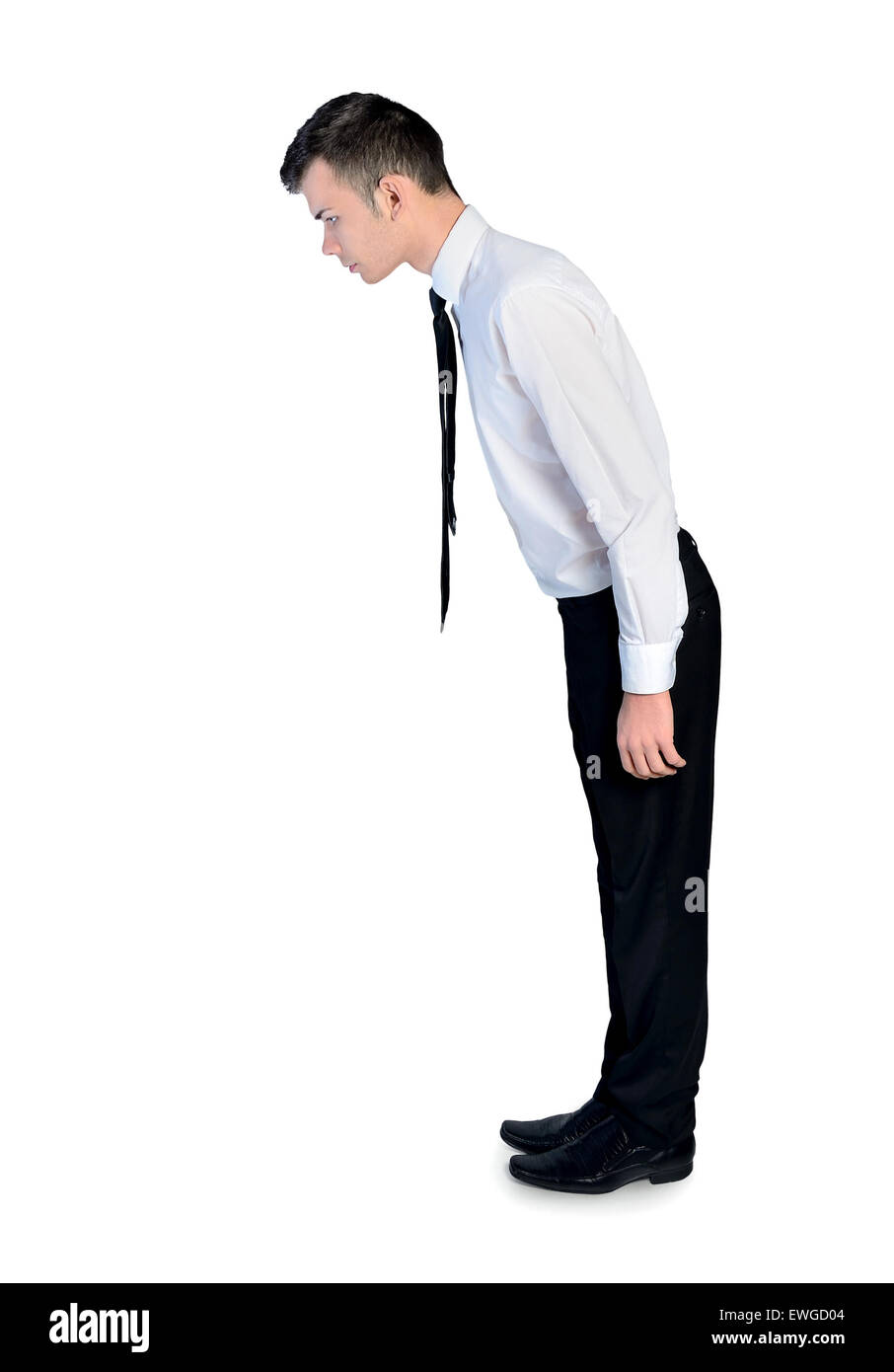Isolated business man looking down Stock Photo - Alamy