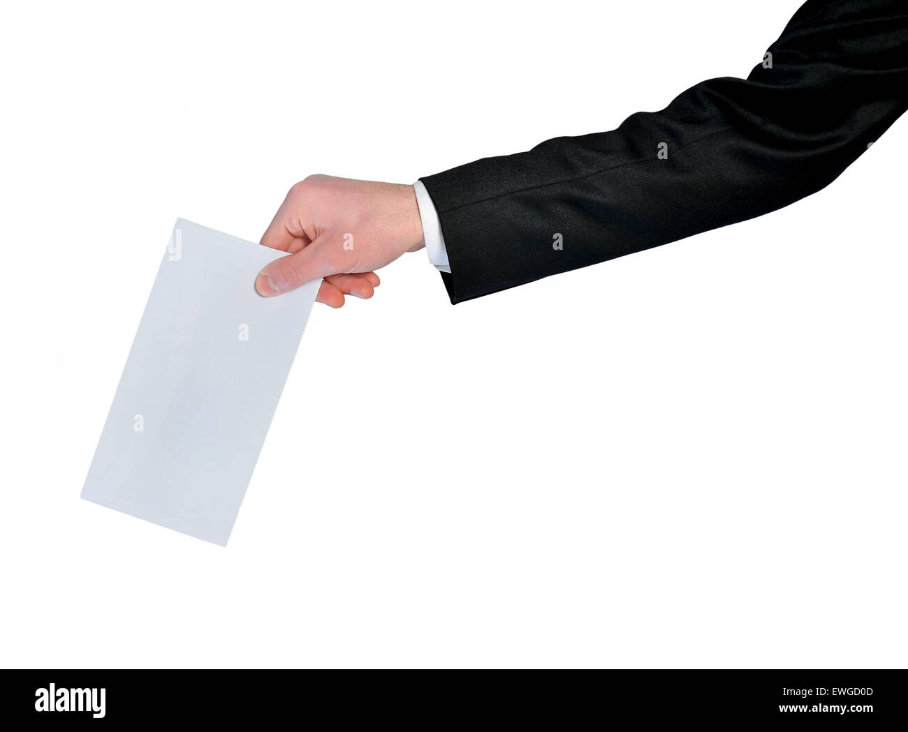 Isolated man hand holding mail Stock Photo - Alamy