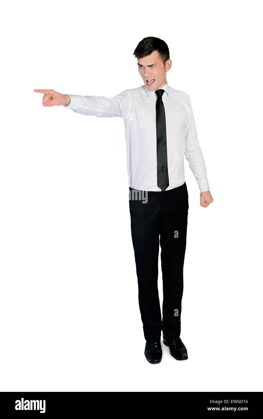 Isolated business man angry pointing Stock Photo - Alamy