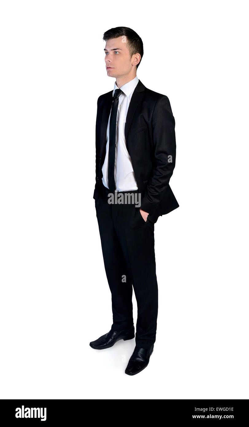 Isolated business man standing serious Stock Photo - Alamy